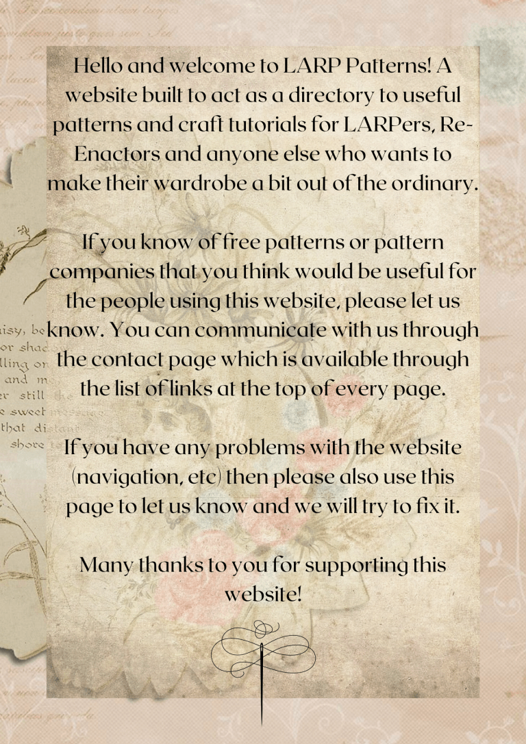 LARP Patterns – Patterns and inspiration for LARPers and Re-enactors